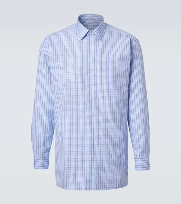 Charvet Checked Cotton Poplin Shirt - Blue