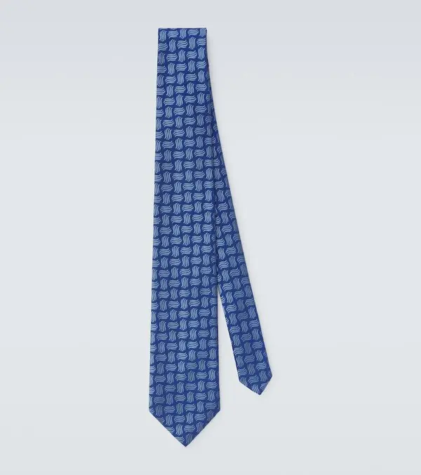 Charvet Silk Jacquard Standard Neck Tie - Blue