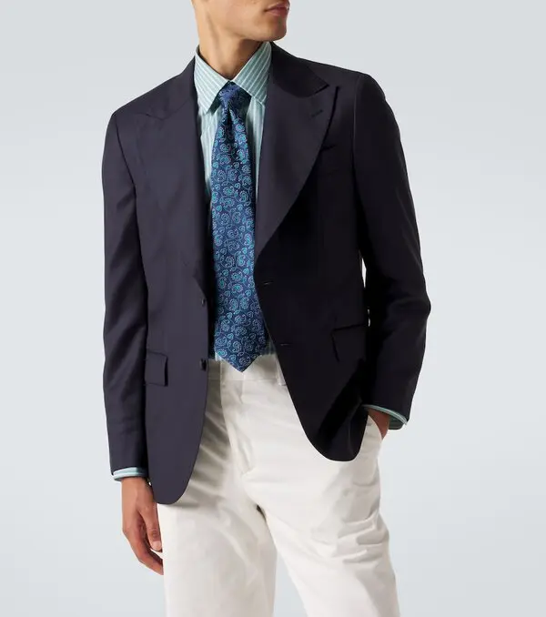 Charvet Silk Paisley Jacquard Neck Tie - Blue