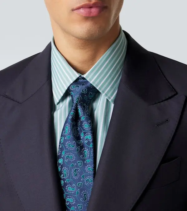 Charvet Silk Paisley Jacquard Neck Tie - Blue