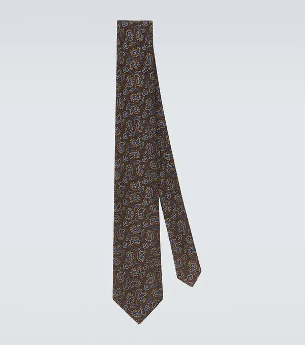 Charvet Silk Paisley Jacquard Neck Tie - Brown