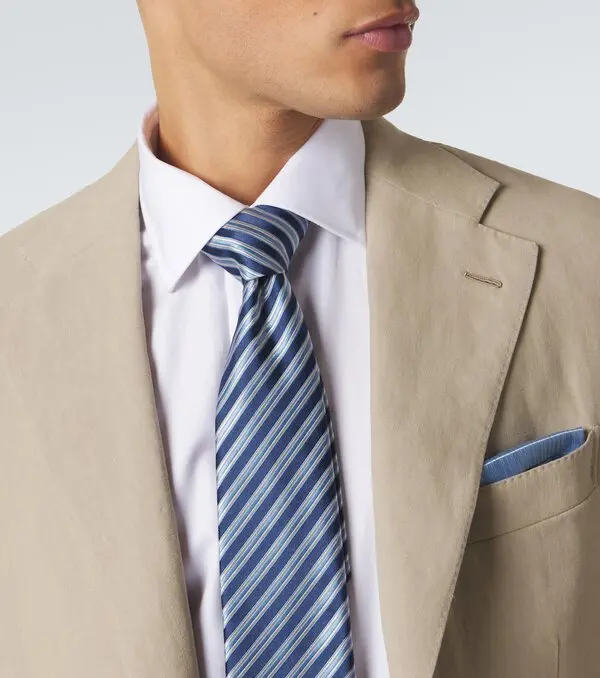 Charvet Striped Silk Jacquard Neck Tie - Blue