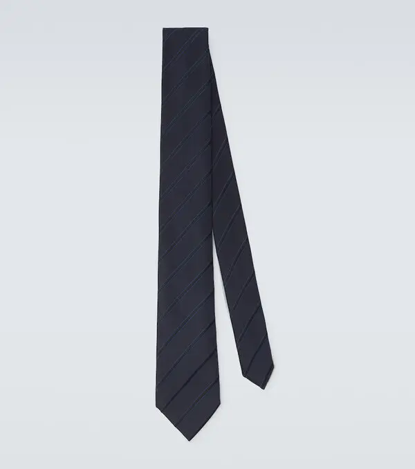 Charvet Striped Silk Jacquard Tie - Blue
