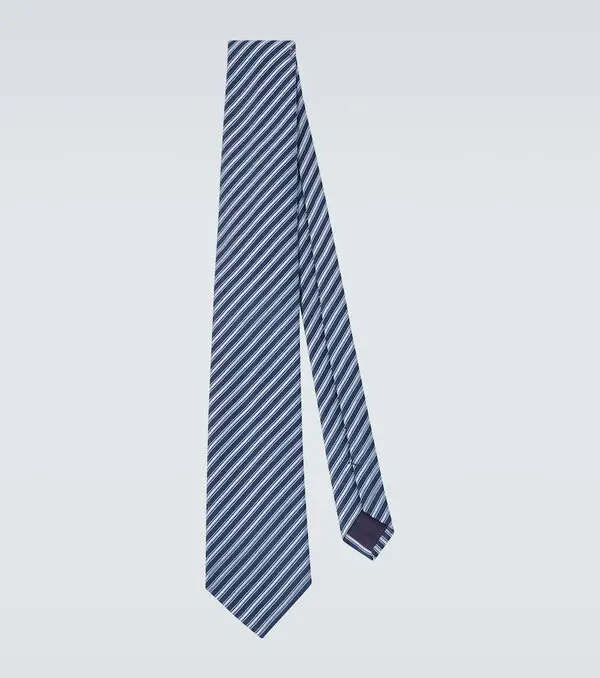 Charvet Striped Silk Jacquard Tie - Blue