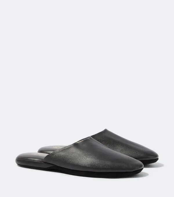 Charvet Leather Slippers - Black