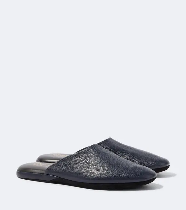 Charvet Leather Slippers - Blue