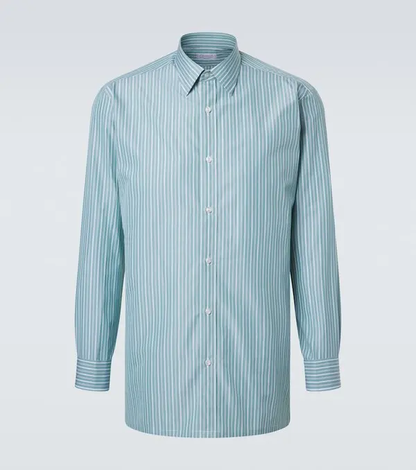 Charvet Striped Cotton Poplin Shirt - Green