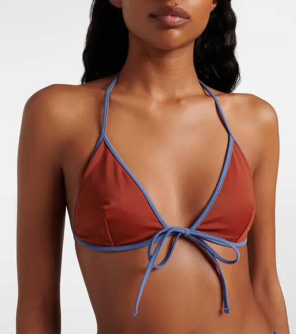 Prada Logo Triangle Bikini Top - Orange
