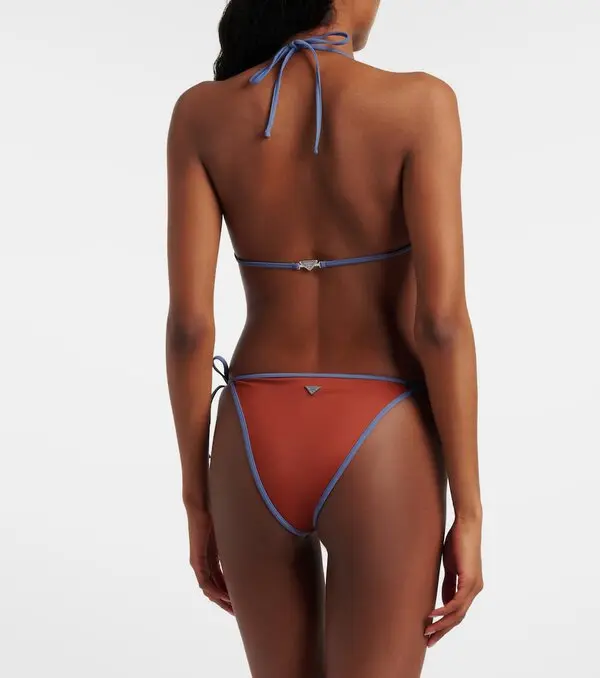 Prada Logo Triangle Bikini Top - Orange