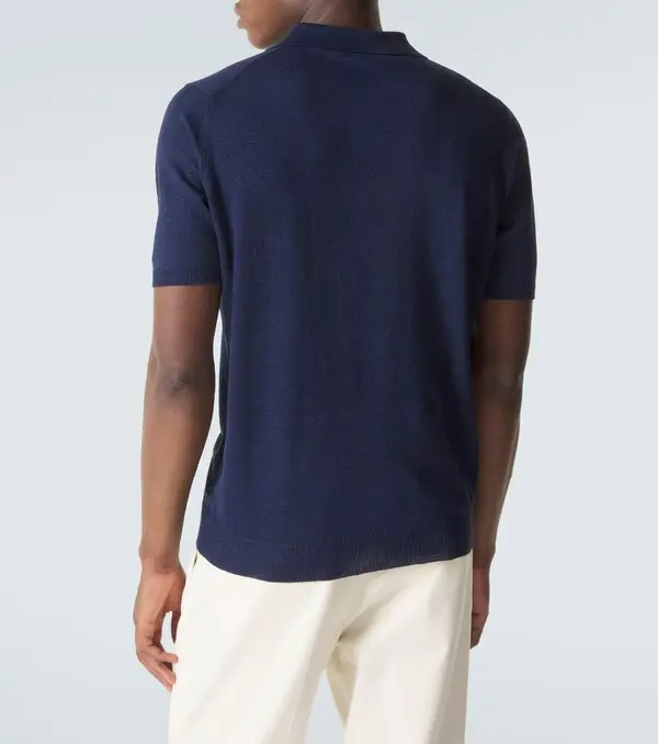 Thom Sweeney Linen And Cotton Polo Shirt - Blue