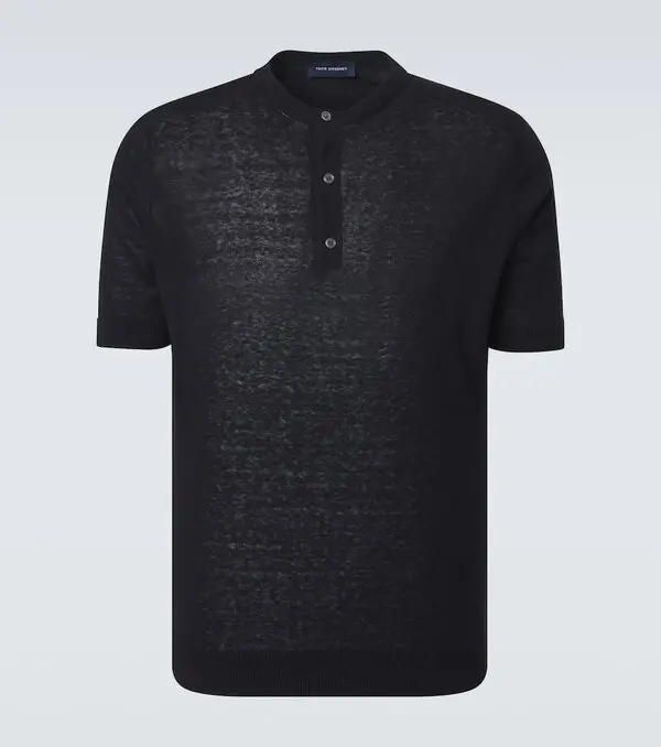Thom Sweeney Silk And Linen Henley Shirt