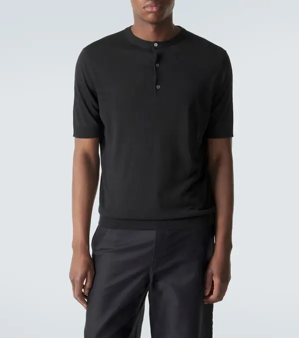 Thom Sweeney Silk And Linen Henley Shirt