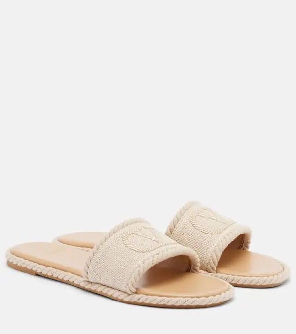 Valentino Garavani Vlogo Torchon Slides - Beige