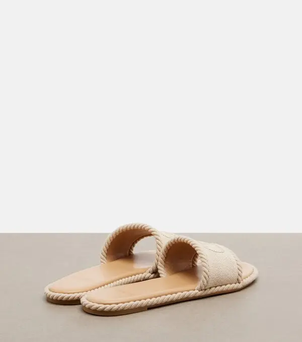 Valentino Garavani Vlogo Torchon Slides - Beige