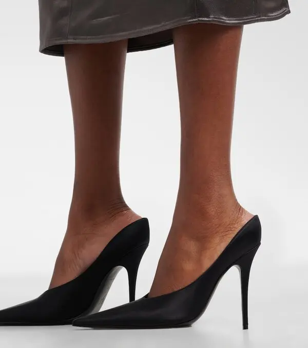 Amina Muaddi Anok Satin Mules - Black