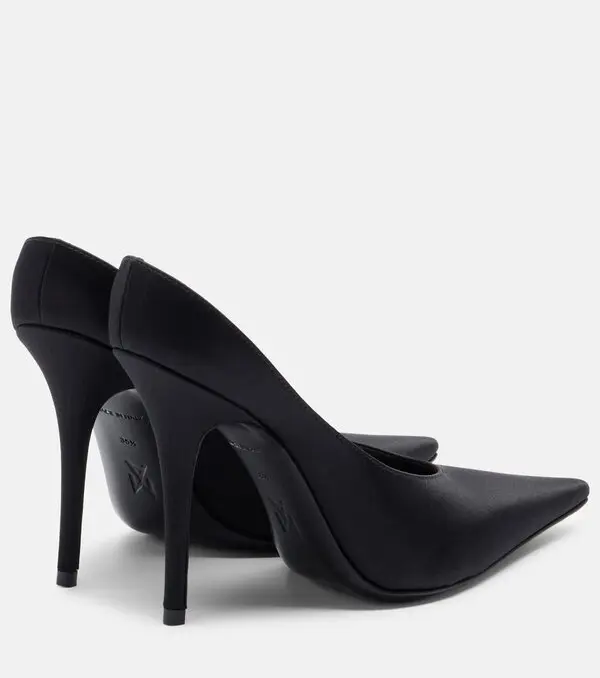 Amina Muaddi Anok Satin Mules - Black