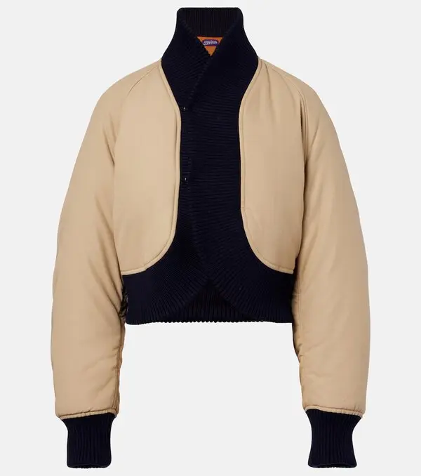 JEAN PAUL GAULTIER Cropped Cotton Bomber Jacket - Beige
