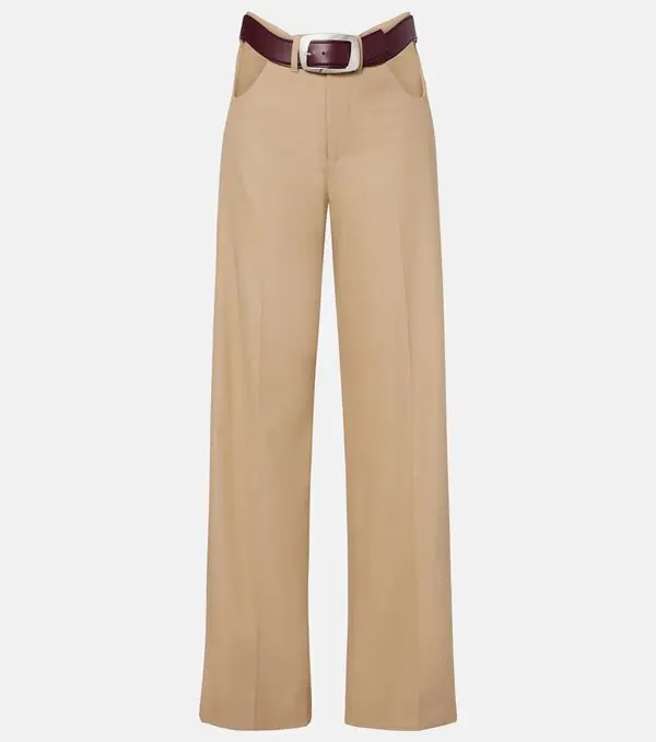 JEAN PAUL GAULTIER Cutout Wide-leg Pants - Beige