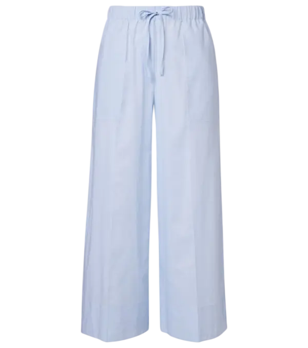 TOTEME Cotton And Linen Wide-leg Trousers - Blue