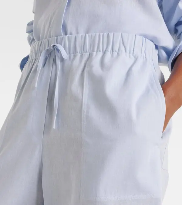 TOTEME Cotton And Linen Wide-leg Trousers - Blue