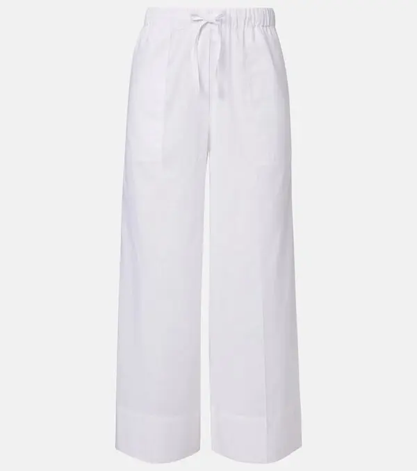 TOTEME Cotton And Linen Wide-leg Trousers - White