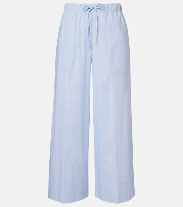 TOTEME Cotton And Linen Wide-leg Trousers - Blue