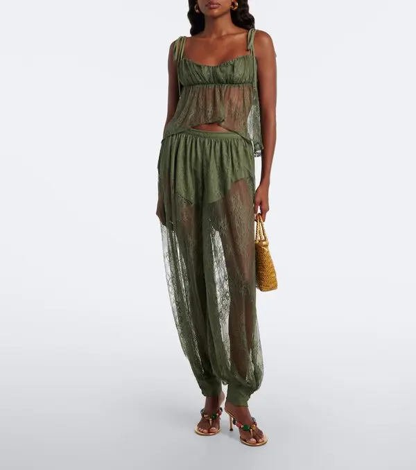 BANANHOT Kendall Lace Balloon Pants - Green