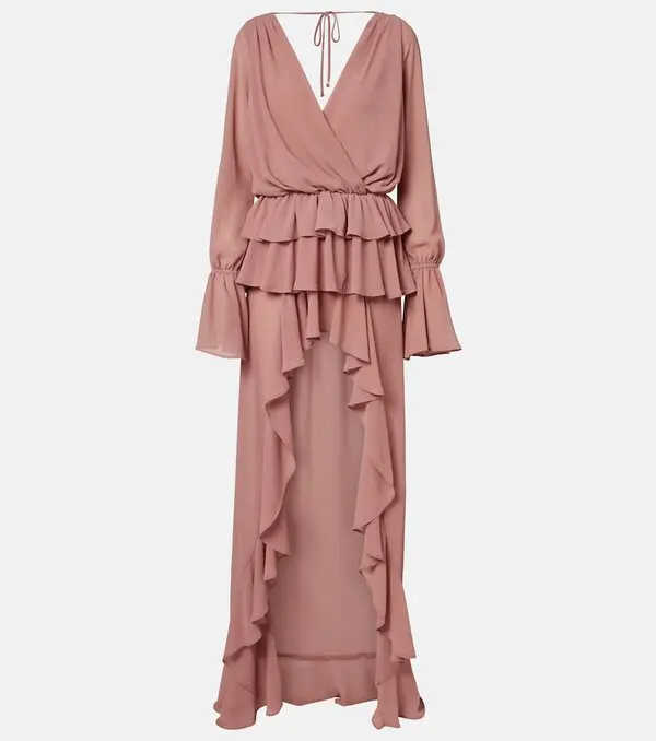 BANANHOT Giselle Asymmetric Tiered Maxi Dress - Pink