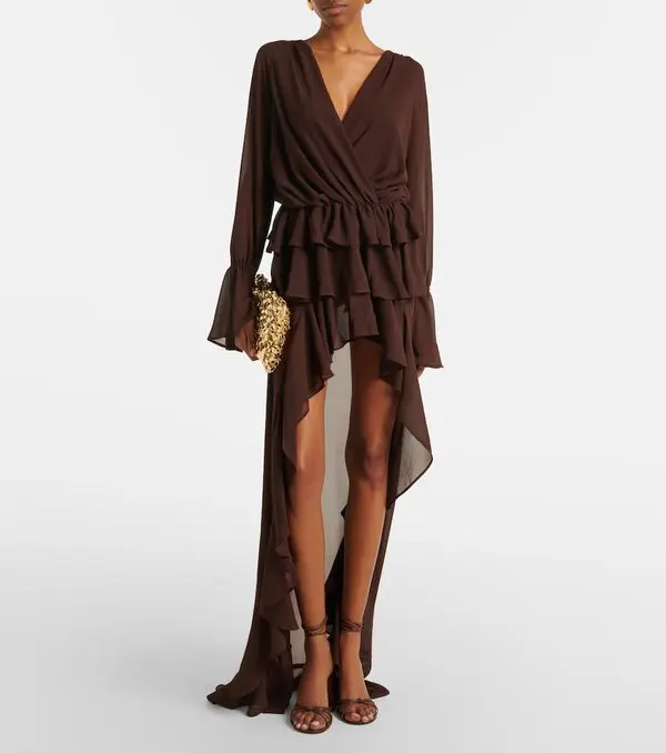 BANANHOT Giselle Asymmetric Tiered Maxi Dress
