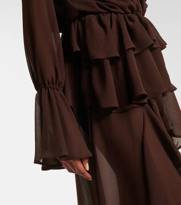 BANANHOT Giselle Asymmetric Tiered Maxi Dress