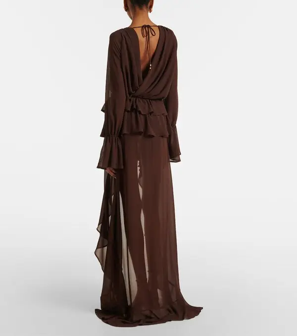 BANANHOT Giselle Asymmetric Tiered Maxi Dress