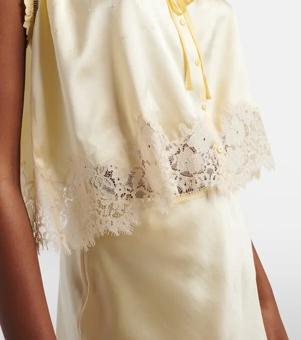 DÔEN Toulouse Embroidered Silk Top - Yellow