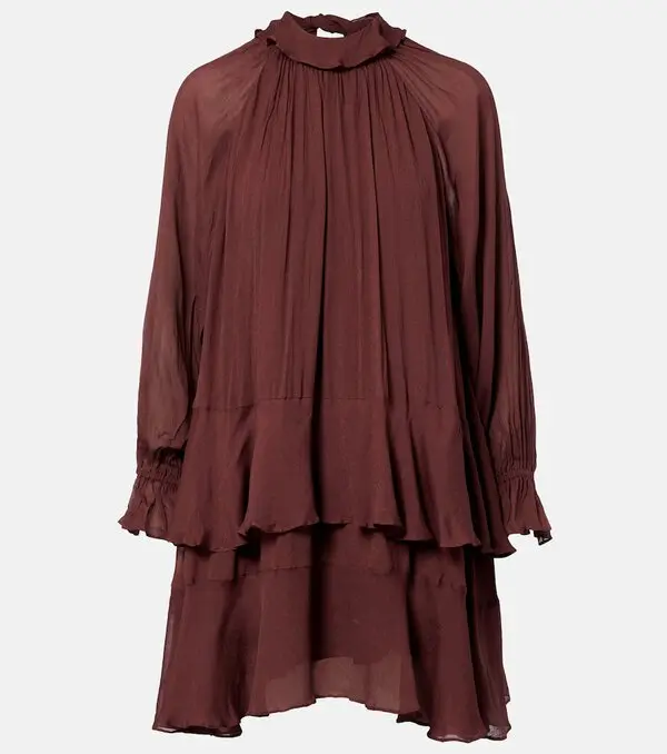 Poupette St Barth Dina Ruffled Minidress - Brown