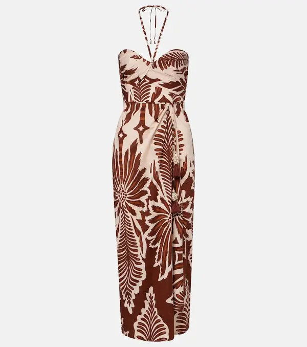 Poupette St Barth Collina Printed Midi Dress - Brown