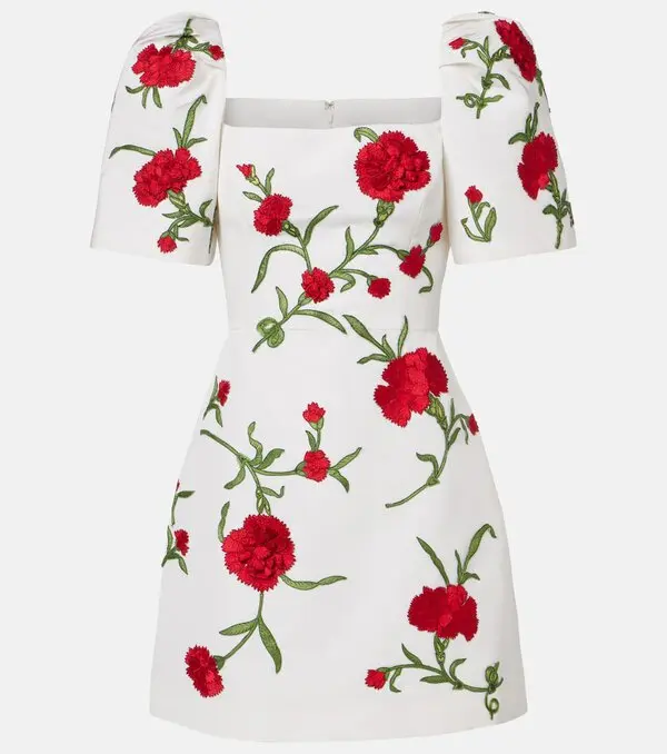 Carolina Herrera Floral Silk Minidress - White