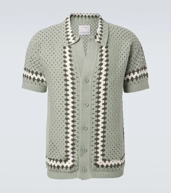 Frescobol Carioca Pinto Crochet Cotton Shirt - Green