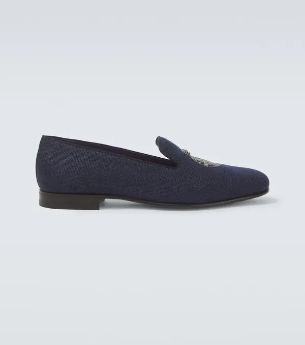 Ralph Lauren Purple Label Alonzo Embroidered Linen Loafers