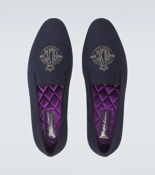 Ralph Lauren Purple Label Alonzo Embroidered Linen Loafers