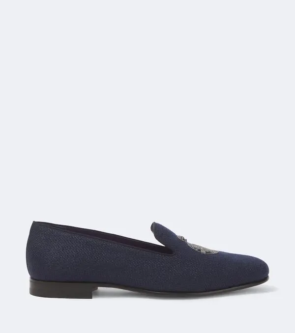 Ralph Lauren Purple Label Alonzo Embroidered Linen Loafers