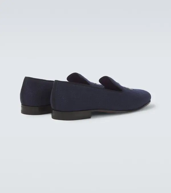 Ralph Lauren Purple Label Alonzo Embroidered Linen Loafers