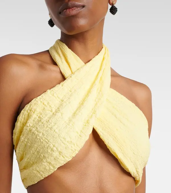 Jade Swim Ayli̇n Halterneck Seersucker Crop Top - Yellow