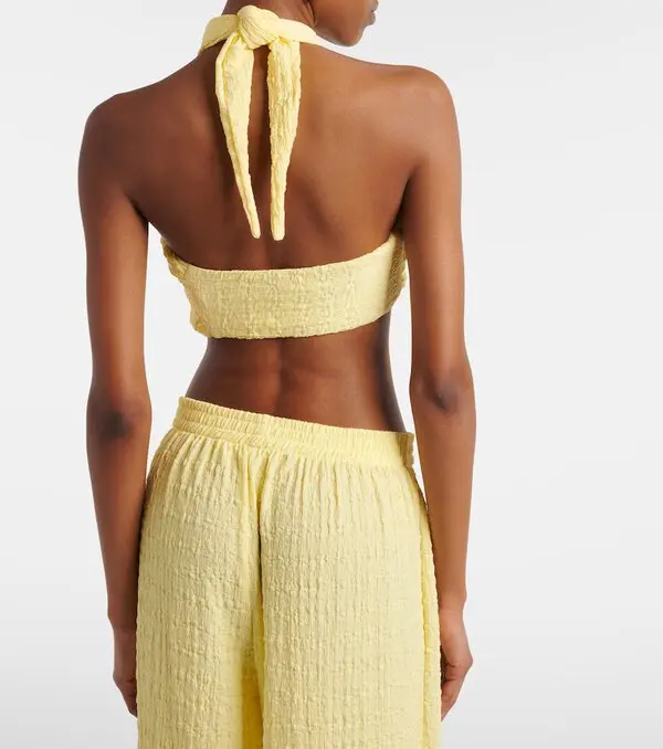 Jade Swim Ayli̇n Halterneck Seersucker Crop Top - Yellow