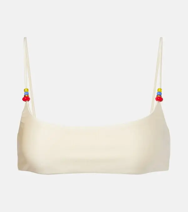 Jade Swim Muse Beaded Bikini Top - Yellow