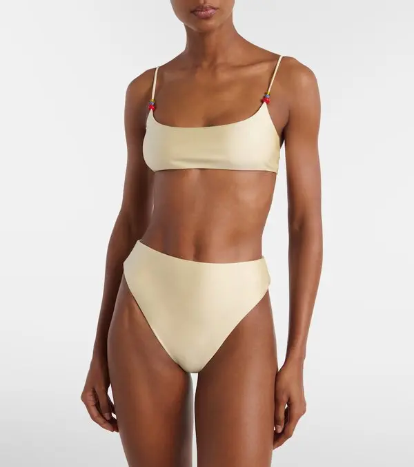 Jade Swim Muse Beaded Bikini Top - Yellow