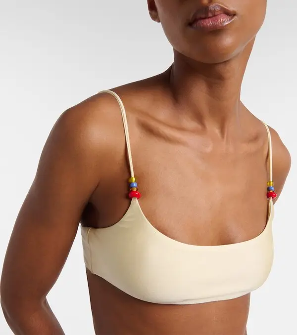 Jade Swim Muse Beaded Bikini Top - Yellow