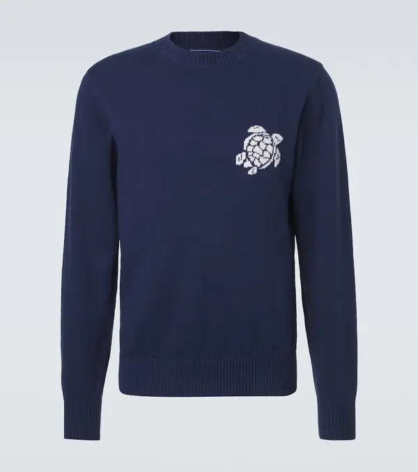 Vilebrequin Jacquard Cotton And Cashmere Sweater - Blue