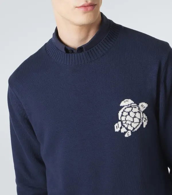 Vilebrequin Jacquard Cotton And Cashmere Sweater - Blue