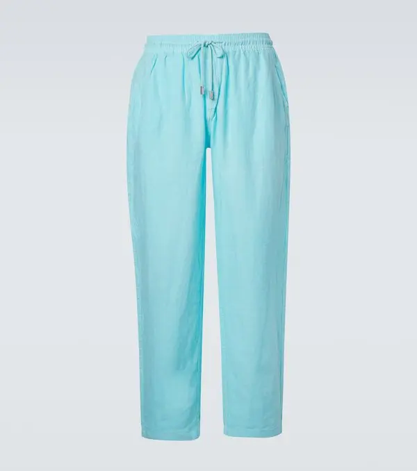 Vilebrequin Linen Wide-leg Pants - Blue