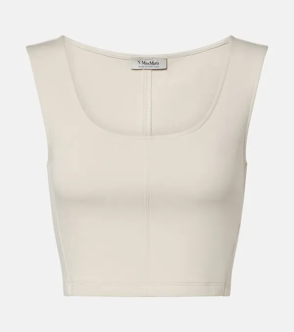 Max Mara Dire Cotton-blend Jersey Crop Top - White