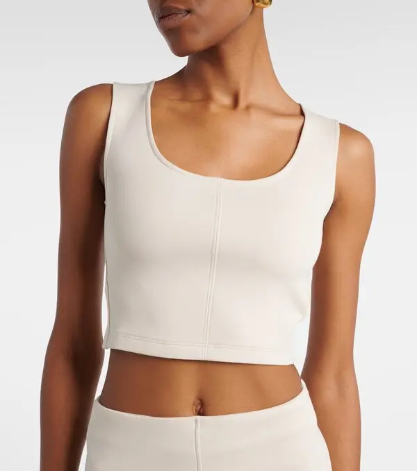 Max Mara Dire Cotton-blend Jersey Crop Top - White